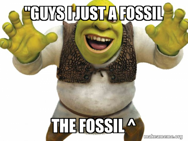 "guys I just a fossil the fossil ^ - Shrek Meme Generator