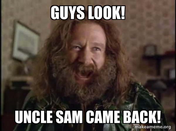 GUYS LOOK! Uncle Sam came back! - Robin Williams - What year is it ...
