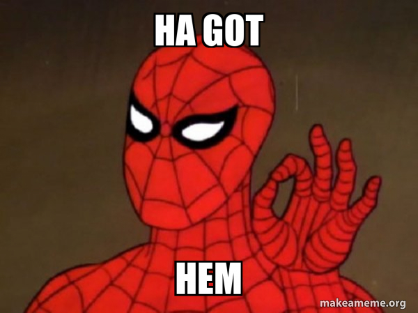 Ha got Hem - Spiderman - Care factor Zero Meme Generator