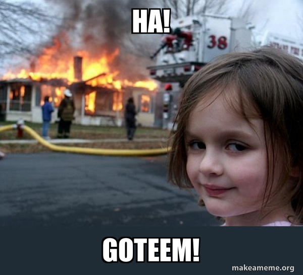 Ha! Goteem! - Disaster Girl Meme Generator