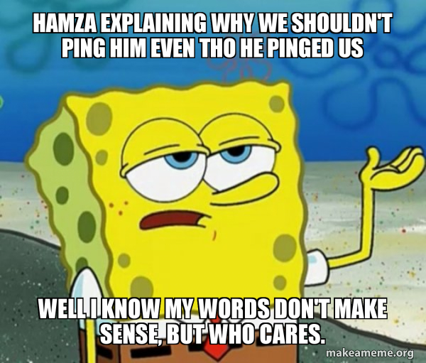 Hamza Explaining why we shouldn't ping him even tho he pinged us Well I ...
