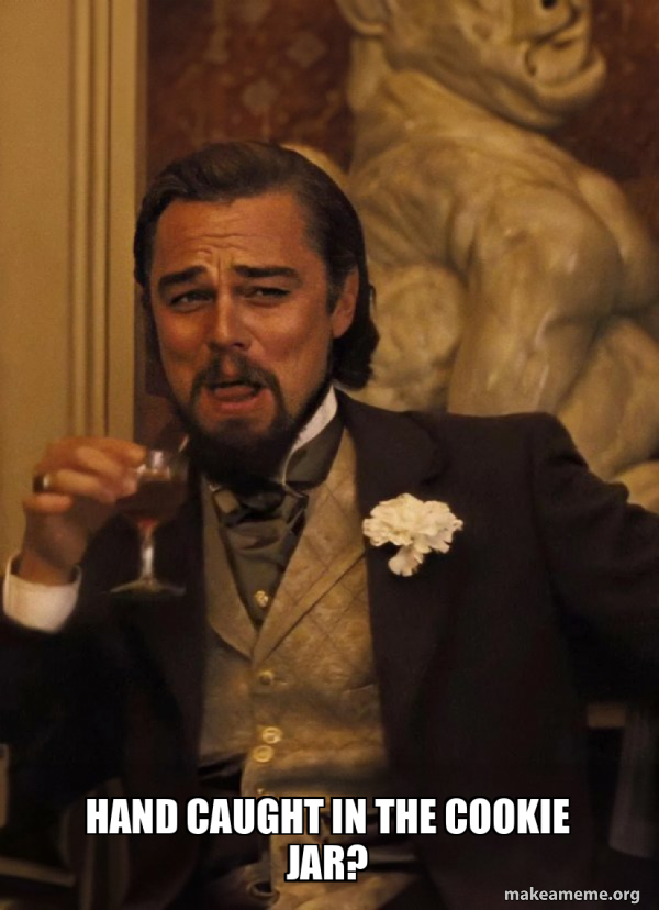 Hand caught in the cookie jar? - Leonardo DiCaprio Laughing Django Meme ...
