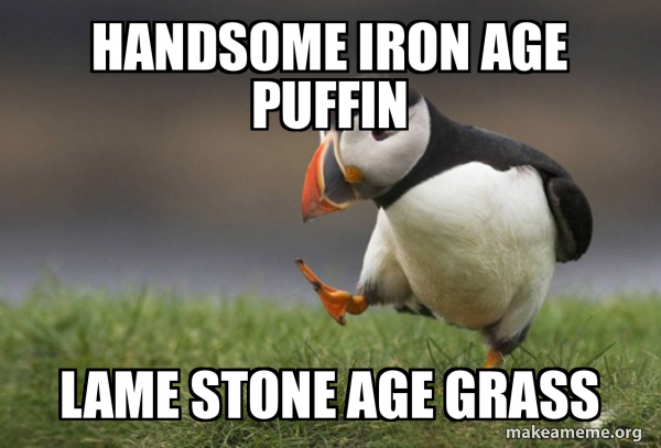 Handsome Iron Age Puffin Lame Stone Age Grass - Unpopular Opinion ...