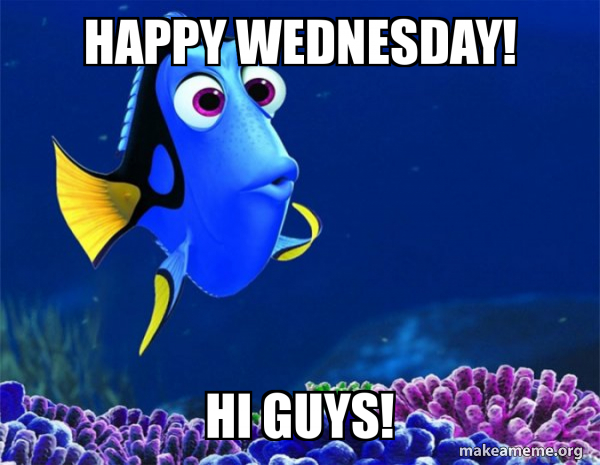 happy wednesday! hi guys! - Dory from Nemo (5 second memory) Meme Generator