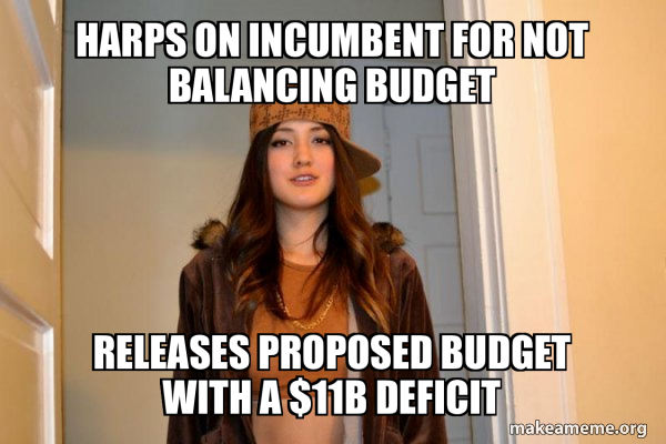 Harps on incumbent for not balancing budget Releases proposed budget ...
