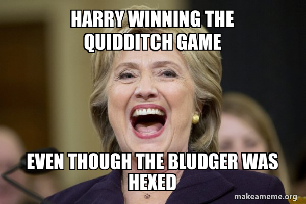 Harry winning the quidditch game even though the bludger was hexed ...