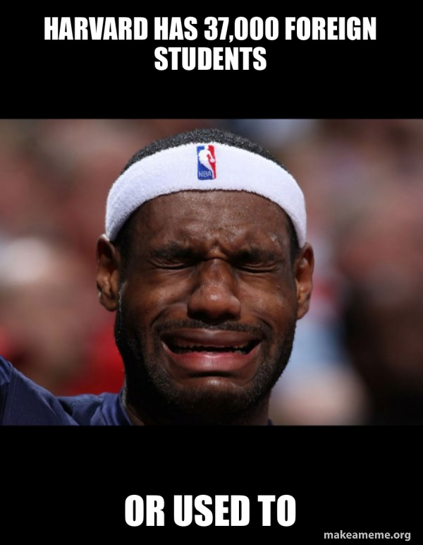 Harvard has 37,000 foreign students Or used to - Lebron Crying Meme ...