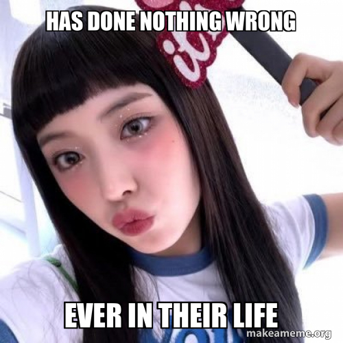 has done nothing wrong ever in their life Meme Generator