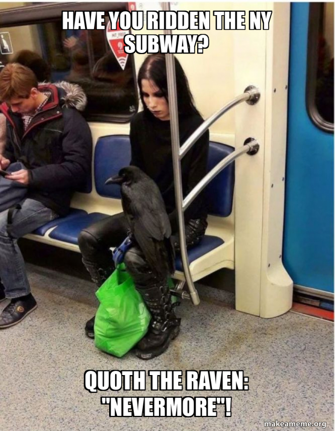 HAVE YOU RIDDEN THE NY SUBWAY? QUOTH THE RAVEN: "NEVERMORE"! Meme Generator