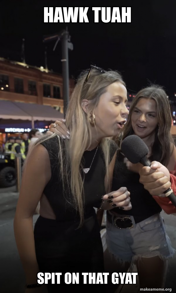 HAWK TUAH Spit on that GYAT - Hawk Tuah Meme Generator