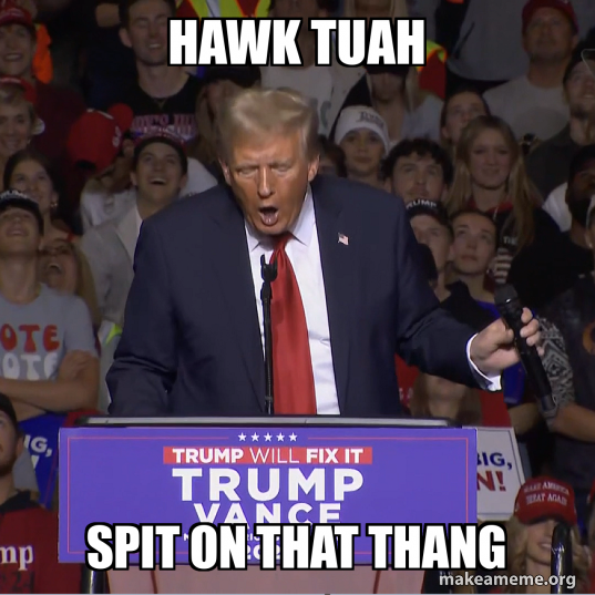 Hawk Tuah spit on that thang - Trump Hawk Tuah Meme Generator