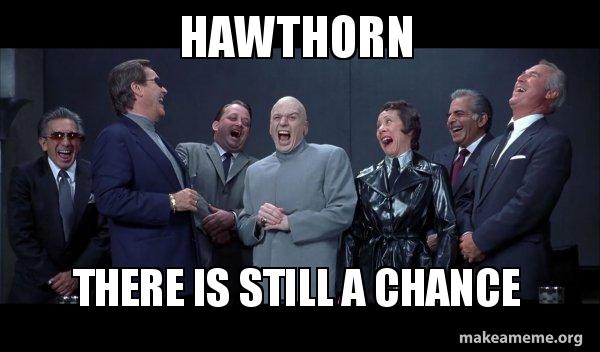 Hawthorn there is still a chance - Dr Evil and Henchmen laughing - and ...