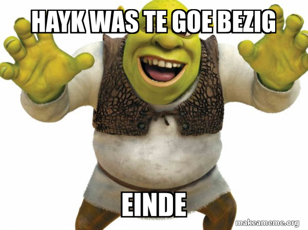 Hayk was te goe bezig EINDE - Shrek Meme Generator