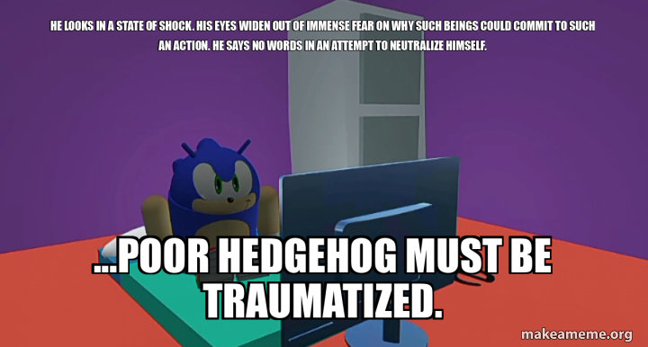 he looks in a state of shock. his eyes widen out of immense fear on why ...