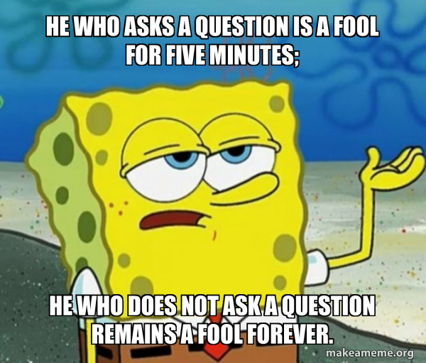 He who asks a question is a fool for five minutes; he who does not ask ...