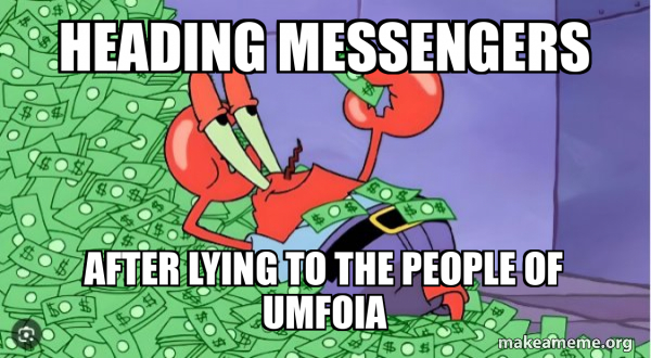 Heading messengers After lying to the people of umfoia - Mr Krabs Money ...