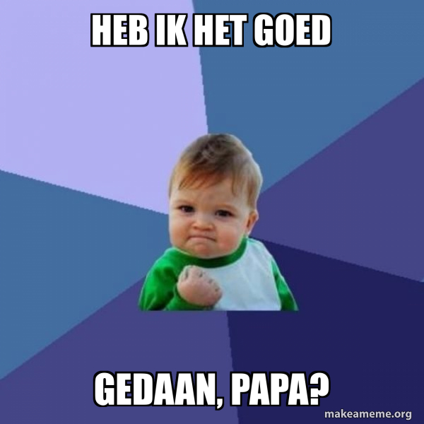 Heb ik het goed gedaan, papa? - Success Kid Meme Generator