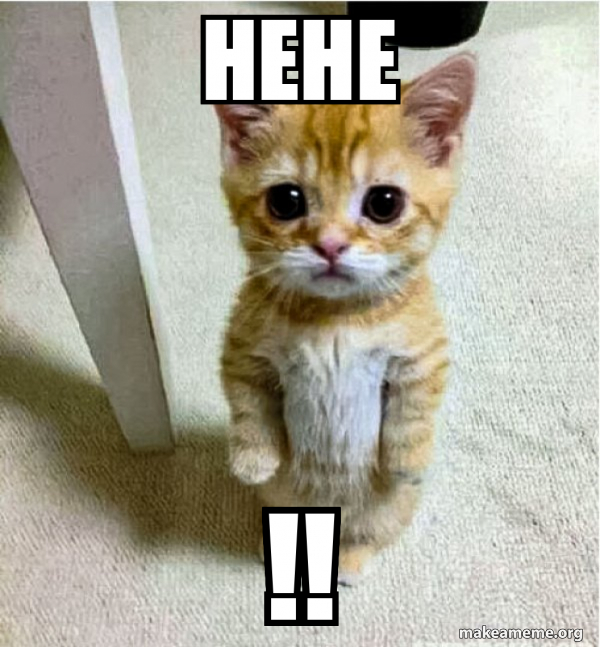 hehe !! - Cute Cat Standing Meme Generator
