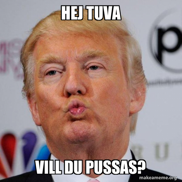 Hej Tuva Vill du pussas? - Donald Trump Kissing Meme Generator