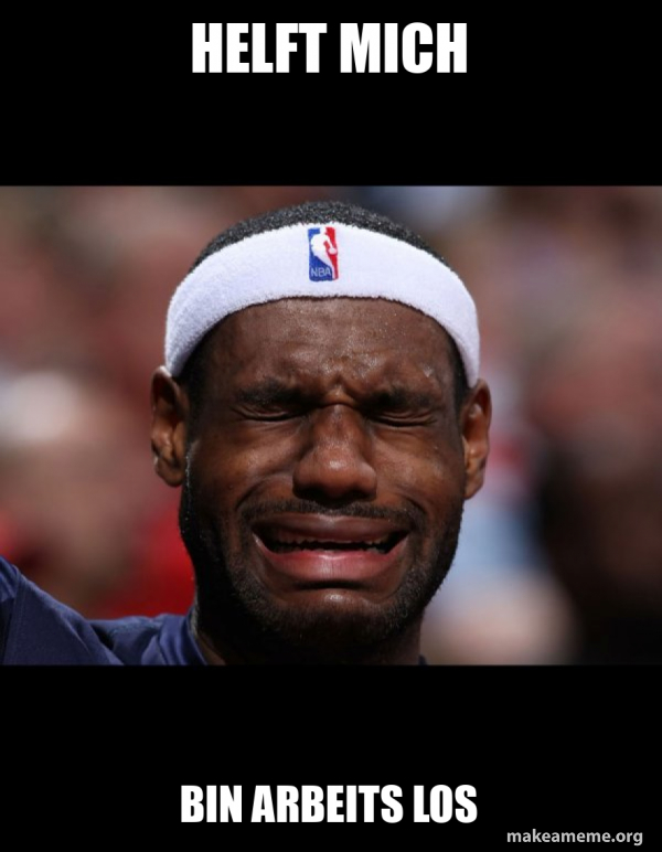 helft mich bin arbeits los - Lebron Crying Meme Generator
