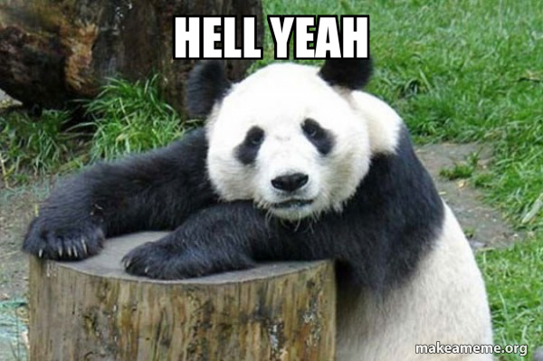 Hell yeah - Confession Panda Meme Generator