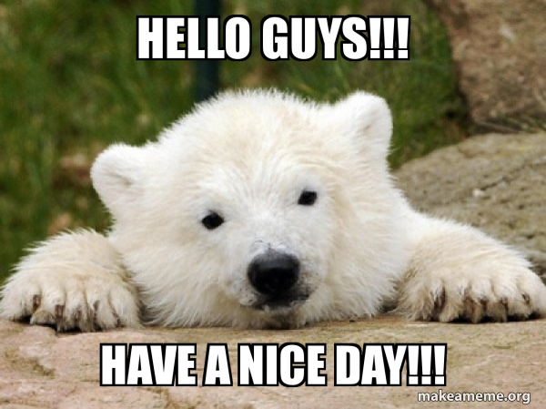 Hello guys!!! Have a nice day!!! - Popular Opinion Bear Meme Generator