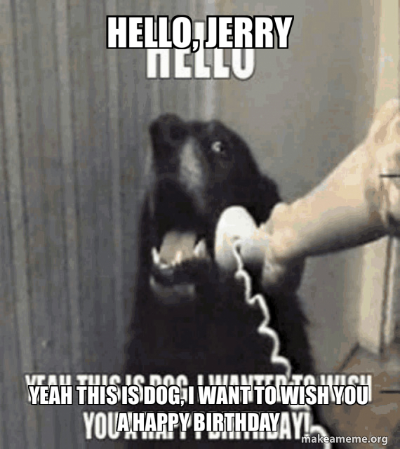 Hello, Jerry Yeah this is Dog, i want to wish you a happy birthday Meme ...