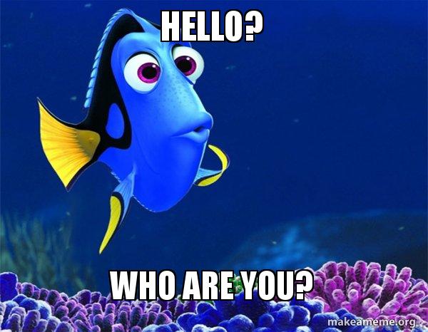 Hello? who are you? - Dory from Nemo (5 second memory) Meme Generator