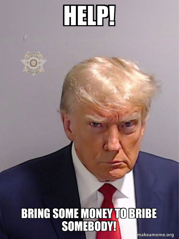 HELP! Bring some money to bribe somebody! - Donald Trump Mugshot Meme ...