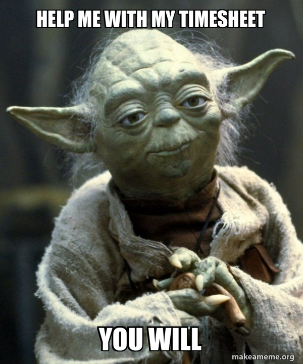 Help me with my timesheet You will - Yoda Meme Generator