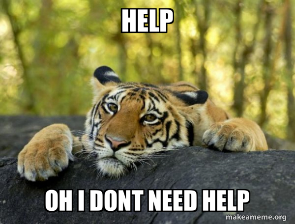 help oh i dont need help - Confession Tiger Meme Generator