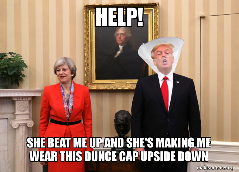 help! she beat me up and she's making me wear this dunce cap upside ...