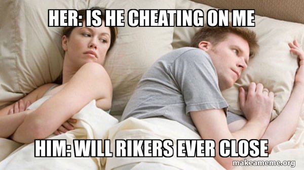 Her: Is he cheating on me Him: Will Rikers ever close - Couple thinking ...