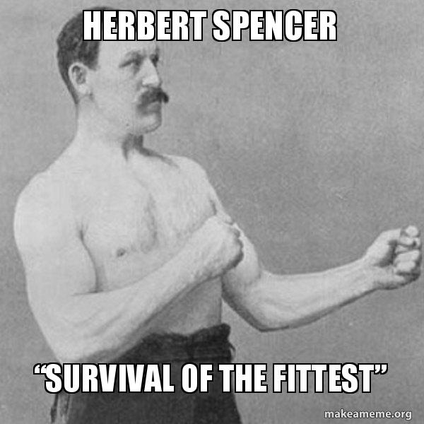 Herbert Spencer â€œSurvival of the fittestâ€ - Overly Manly Man Meme ...