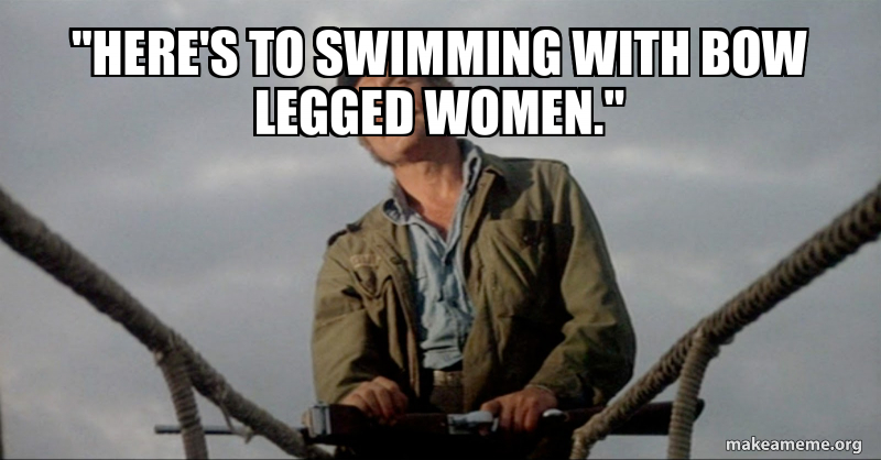 "Here's to swimming with bow legged women." Meme Generator