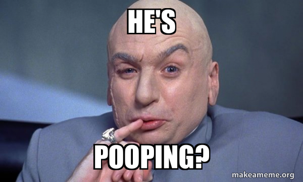he's pooping? - You Complete Me Meme Generator