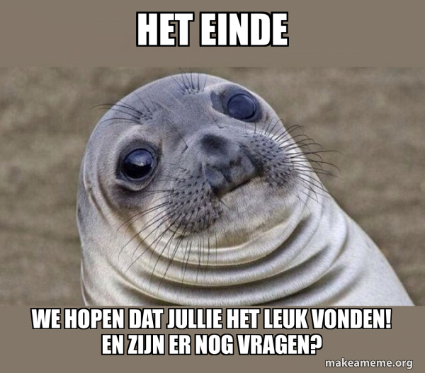 Het Einde we hopen dat jullie het leuk vonden! en zijn er nog vragen ...