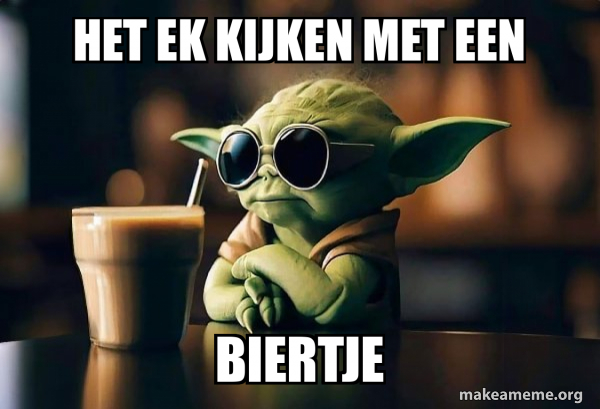 het EK kijken met een biertje - Cool Yoda (Sunglasses) Meme Generator