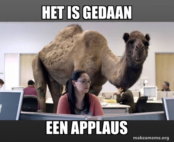het is gedaan een applaus - Hump Day Camel Meme Generator