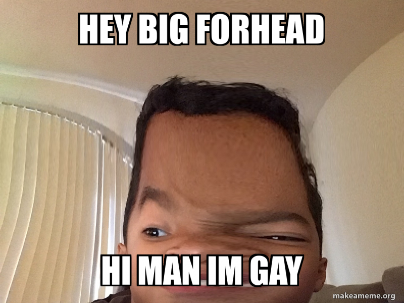 HEY BIG FORHEAD HI MAN IM GAY Meme Generator