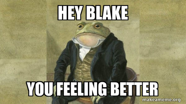 HEY BLAKE YOU FEELING BETTER - Colonel Toad Meme Generator