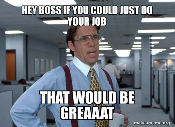 Hey boss if you could just do your job That would be greaaat - That ...