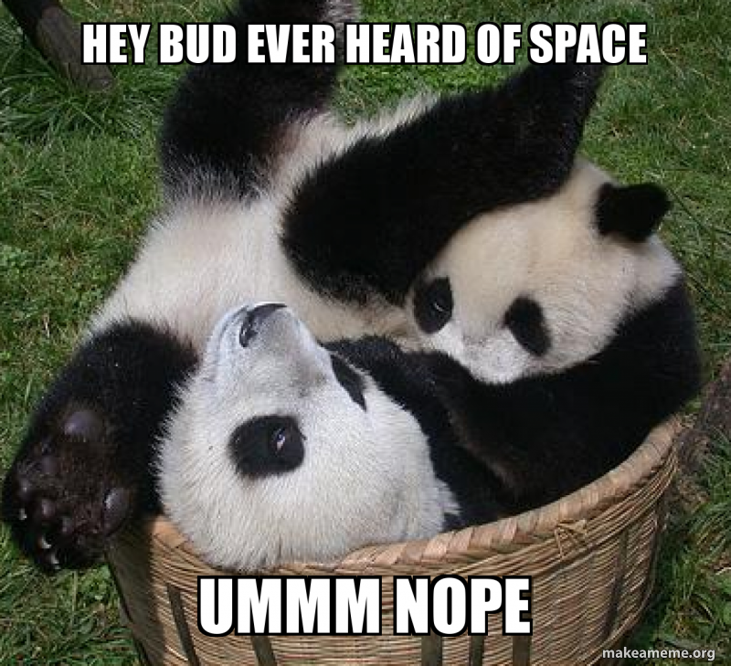 hey bud ever heard of space ummm nope - cramped pandas Meme Generator