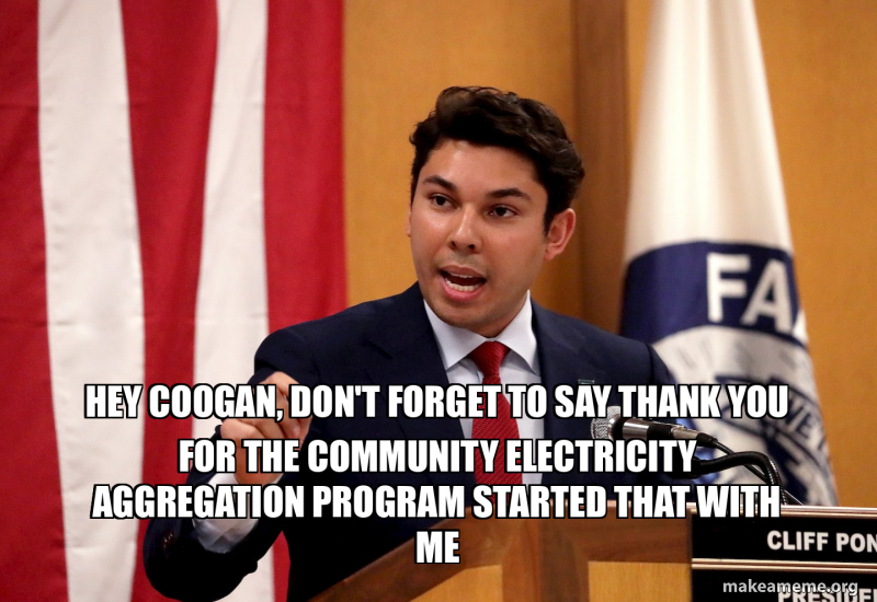 Hey Coogan, don't forget to say thank you for the Community Electricity ...