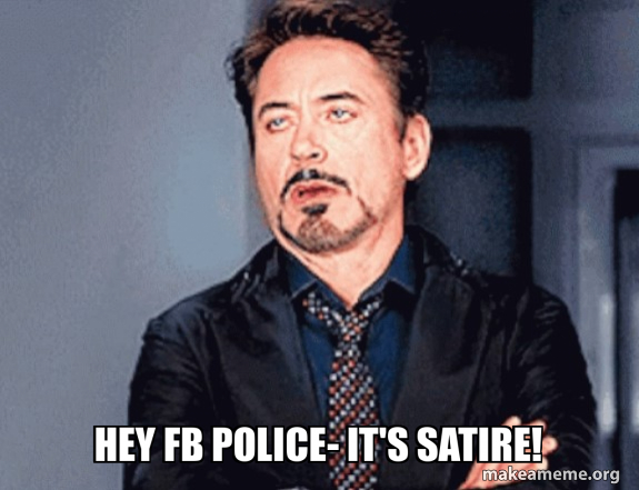 HEY FB POLICE- IT'S SATIRE! Meme Generator