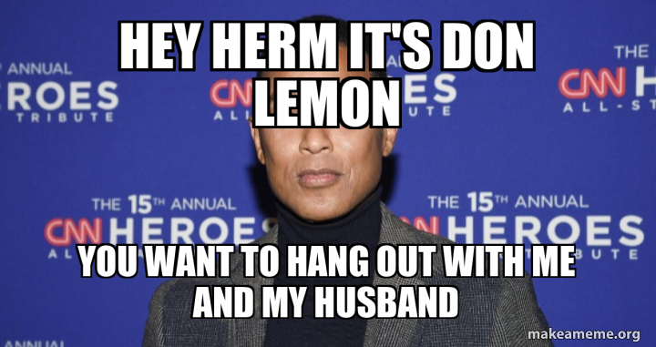 HEY HERM IT'S DON LEMON YOU WANT TO HANG OUT WITH ME AND MY HUSBAND ...