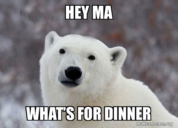 Hey ma What’s for dinner - Popular Opinion Polar Bear Meme Generator