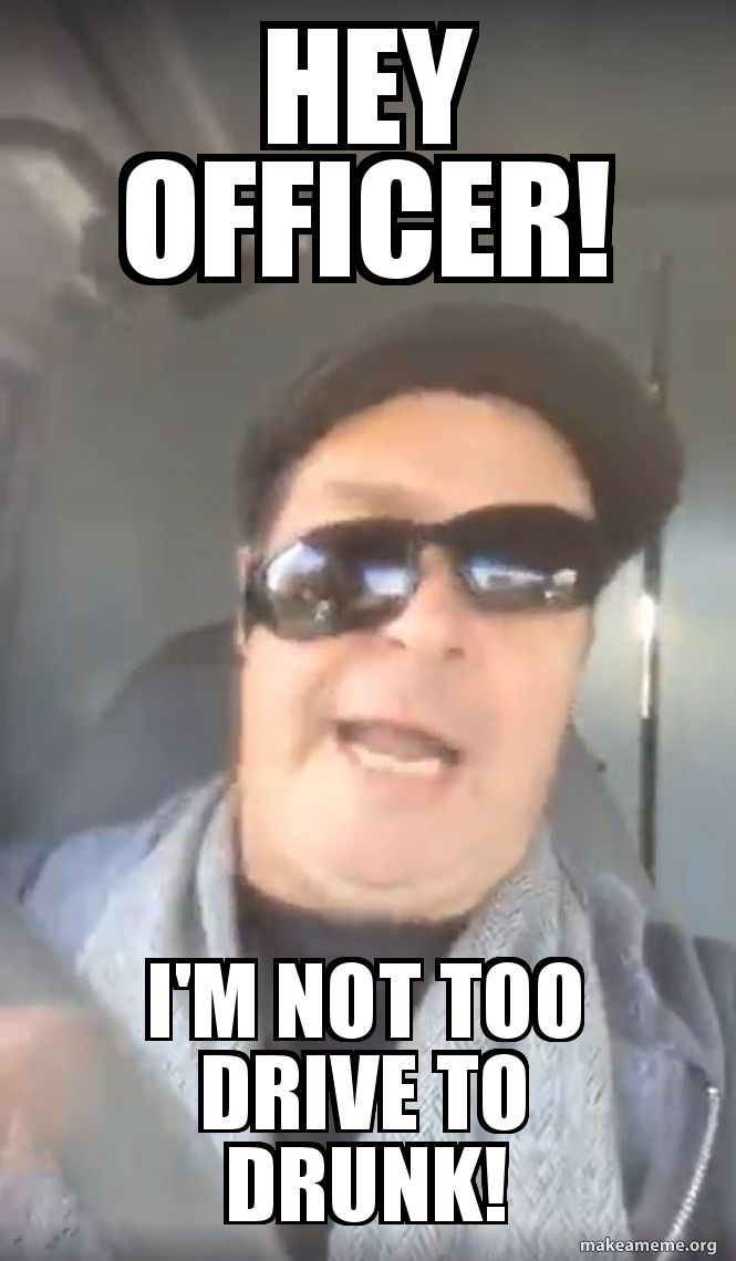 HEY OFFICER! I'M NOT TOO DRIVE TO DRUNK! - VAN Meme Generator