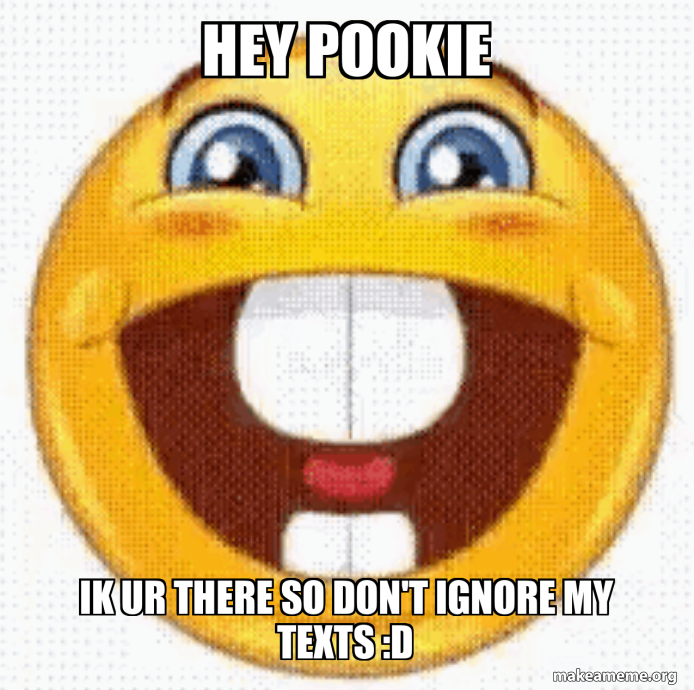 Hey pookie Ik ur there so don't ignore my texts :D Meme Generator