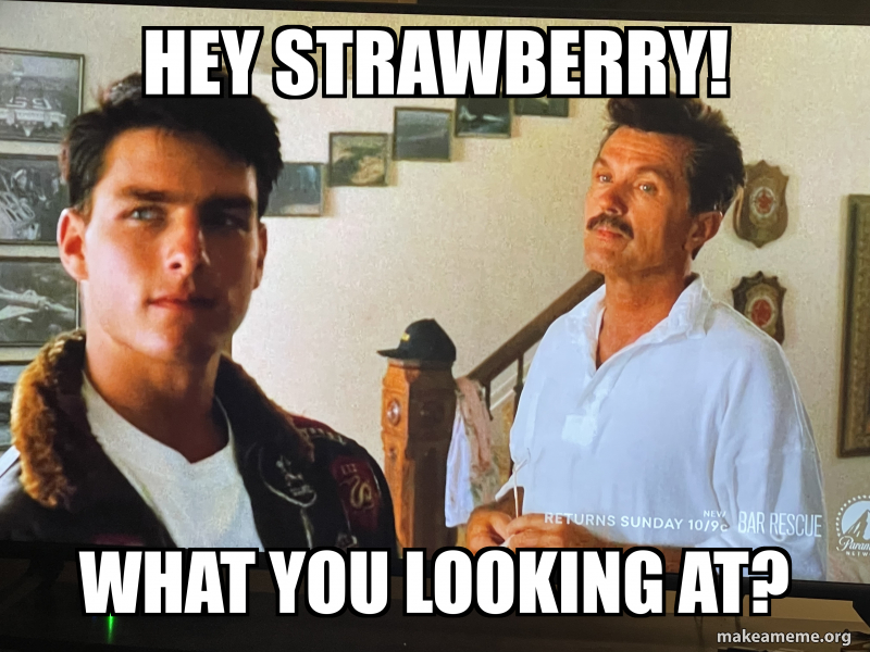 Hey strawberry! What you looking at? Meme Generator